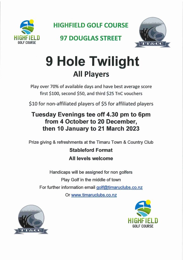 Twilight Golf - Timaru Town & Country Club