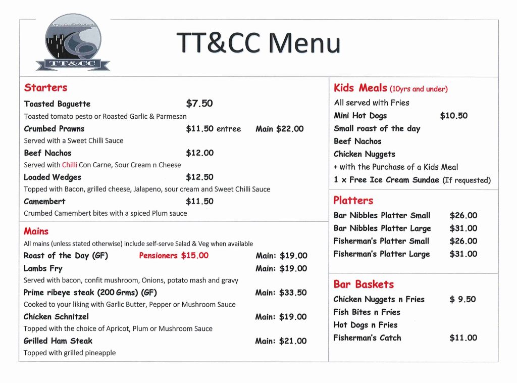 Catering - Timaru Town & Country Club