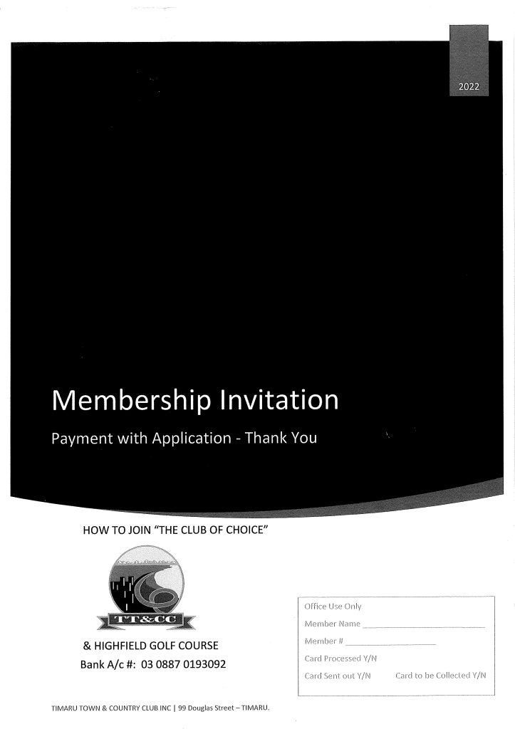 Invitation to join the Highfeild Golf Course - Timaru Town & Country Club