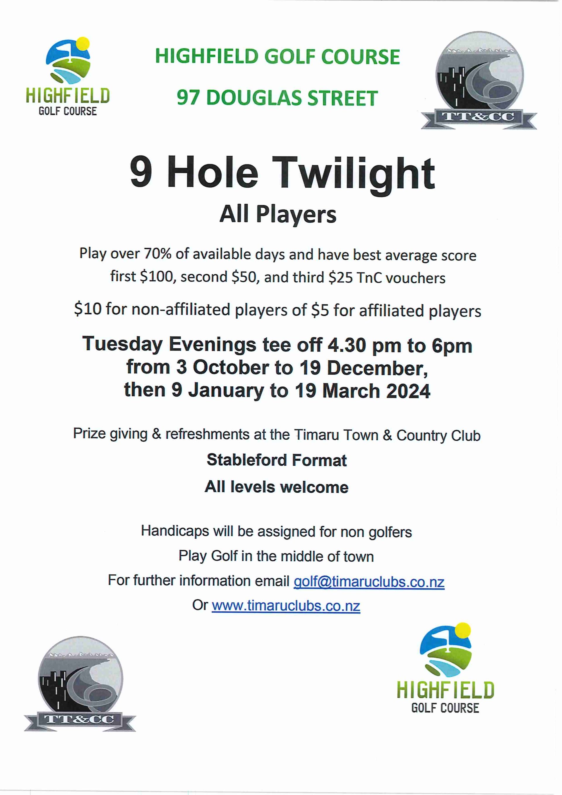 Twilight Golf - Timaru Town & Country Club